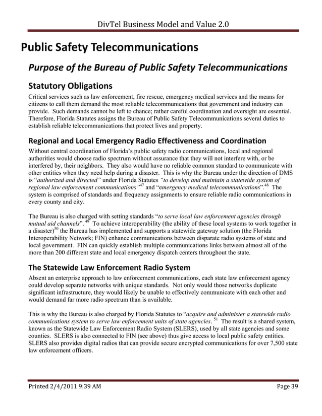 State of Florida Telecom Business Model | PDF