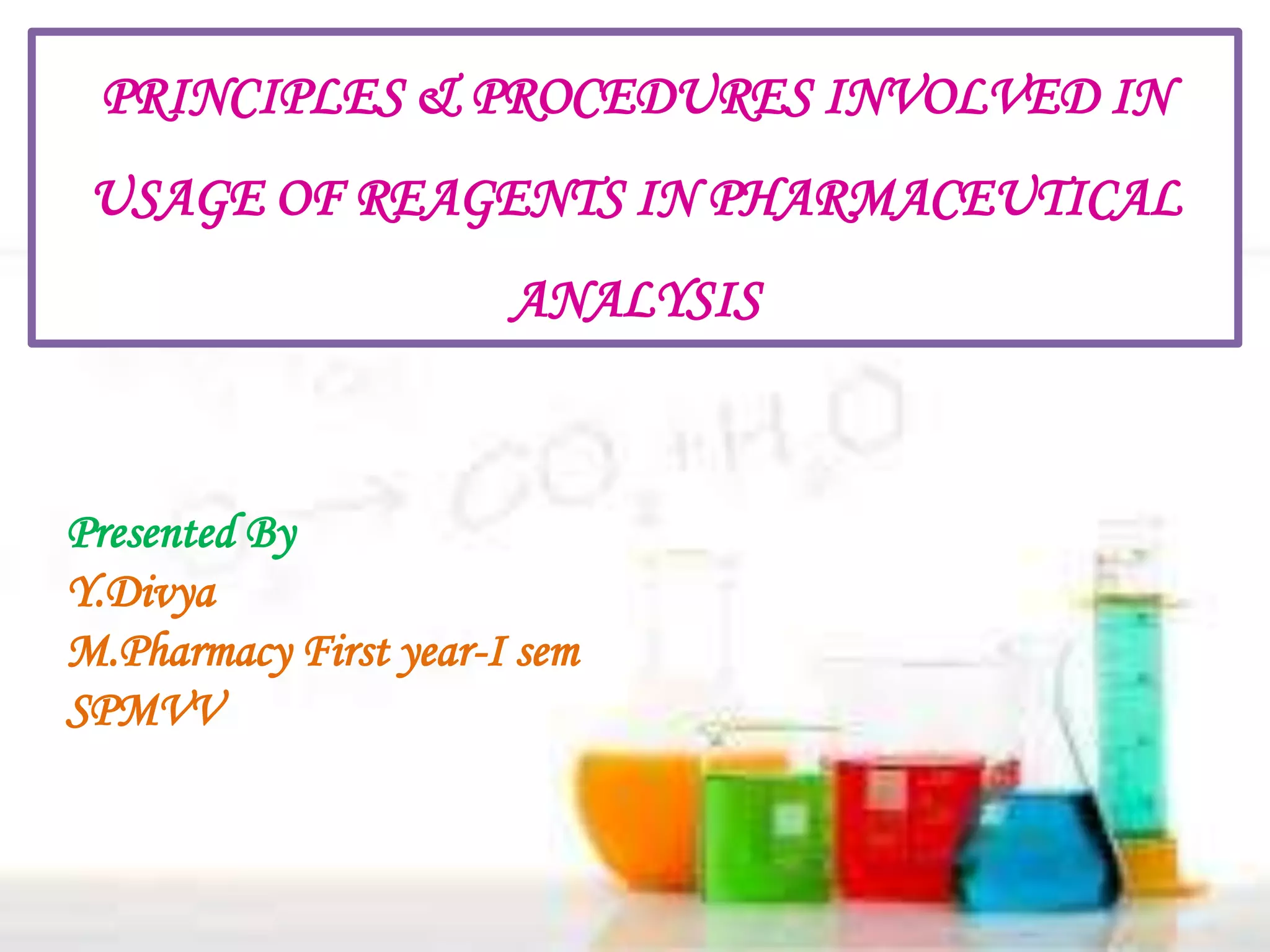 Pharmaceutical reagents, PDAB, FC, MBTH | PPTX