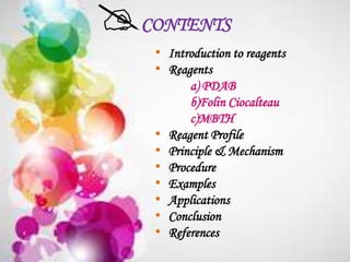 Pharmaceutical reagents, PDAB, FC, MBTH | PPTX