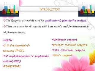 Pharmaceutical reagents, PDAB, FC, MBTH | PPTX