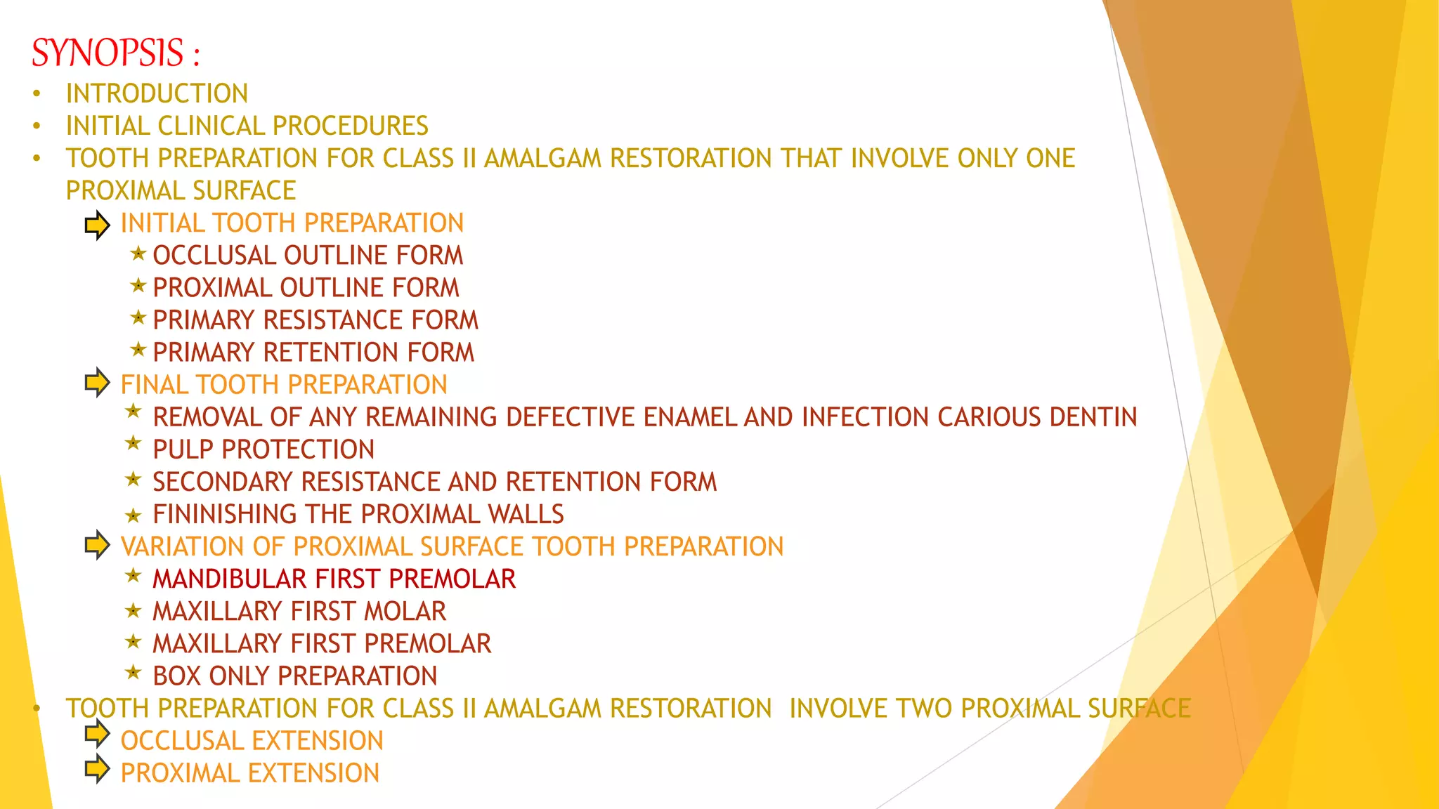 TOOTH PREPARATION FOR CLASS II AMALGAM RESTORATION | PPTX