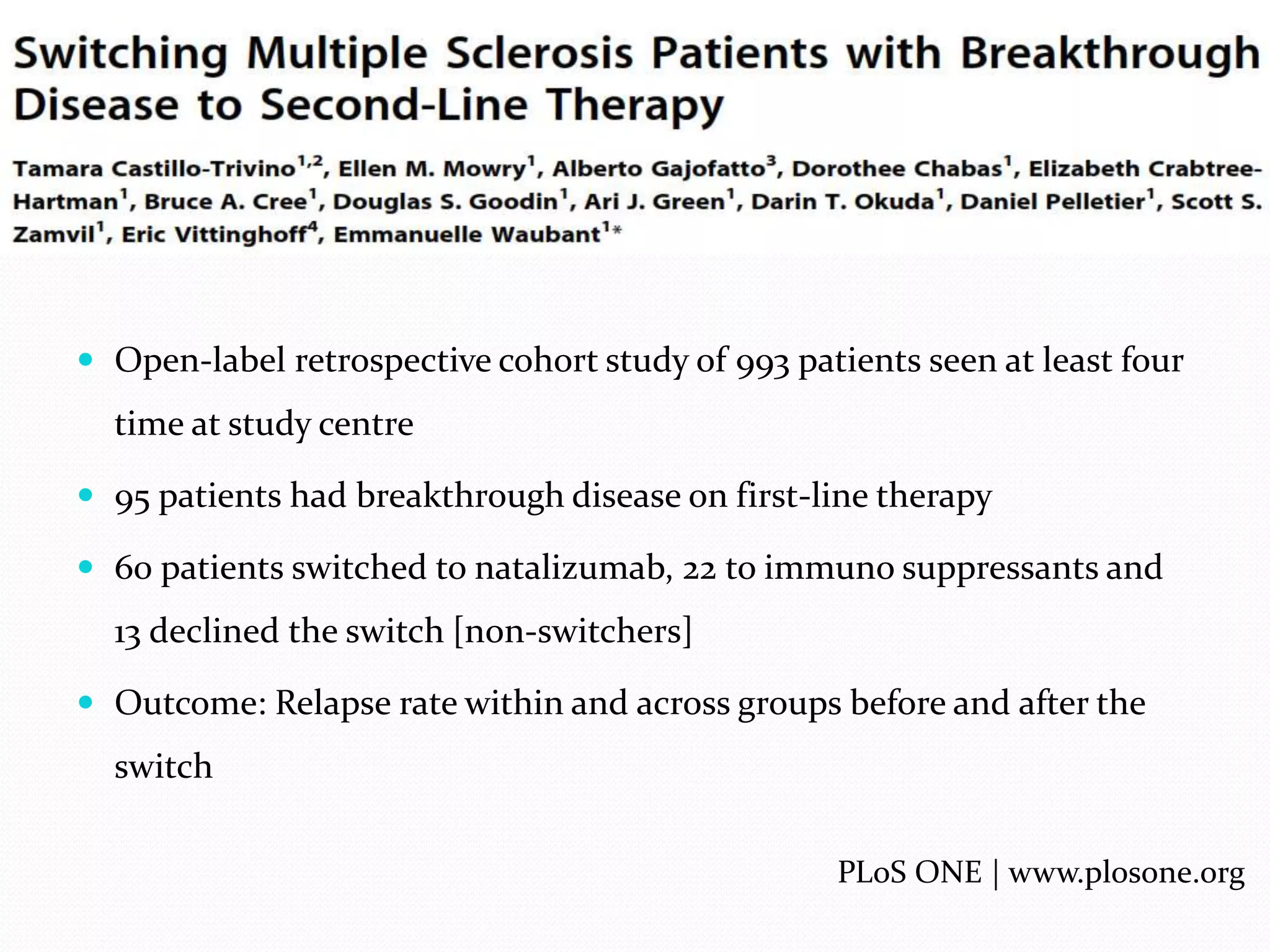 Switching therapy in Multiple sclerosis | PPTX