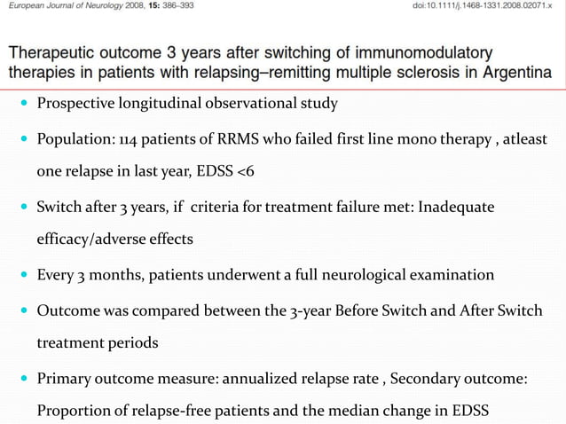 Switching therapy in Multiple sclerosis | PPT