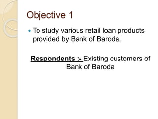 Retail asset products of bank of baroda | PPTX
