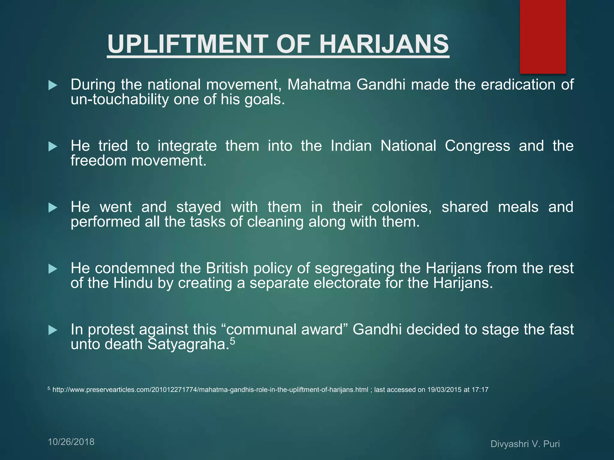 Gandhi And Harijan | PPT