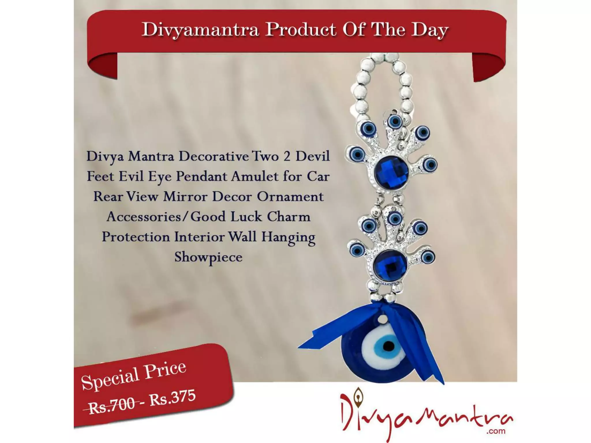 Divya mantra decorative two 2 devil feet evil eye pendant amulet for ...