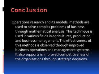 Operations Research - Models | PPTX