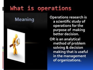 Operations Research - Models | PPTX