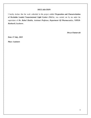 Divya report niper 2019 | DOC | Cancer | Diseases and Conditions