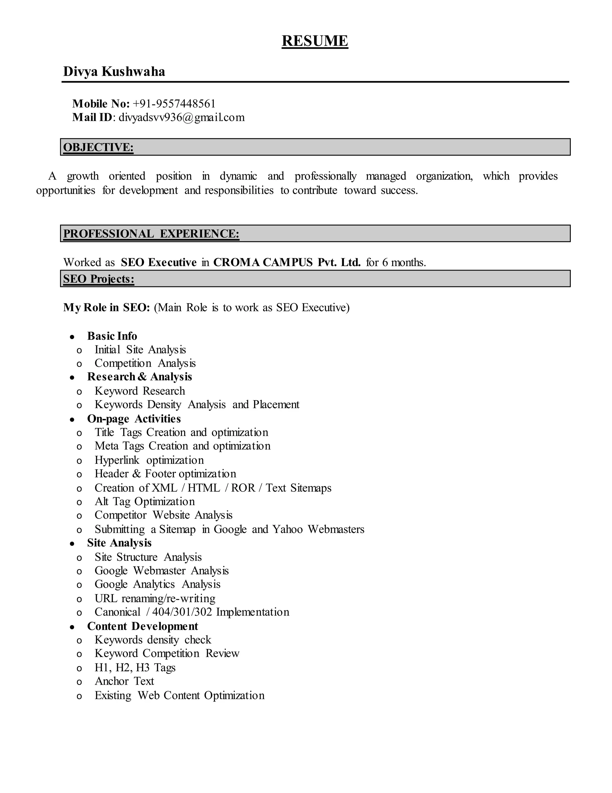 Divya resume | PDF