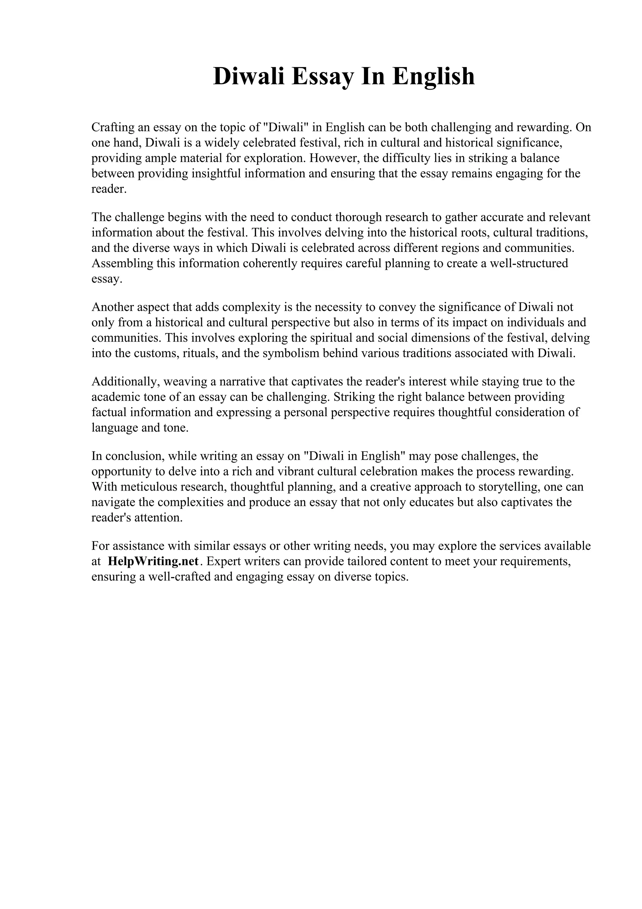 Diwali Essay In English | PDF