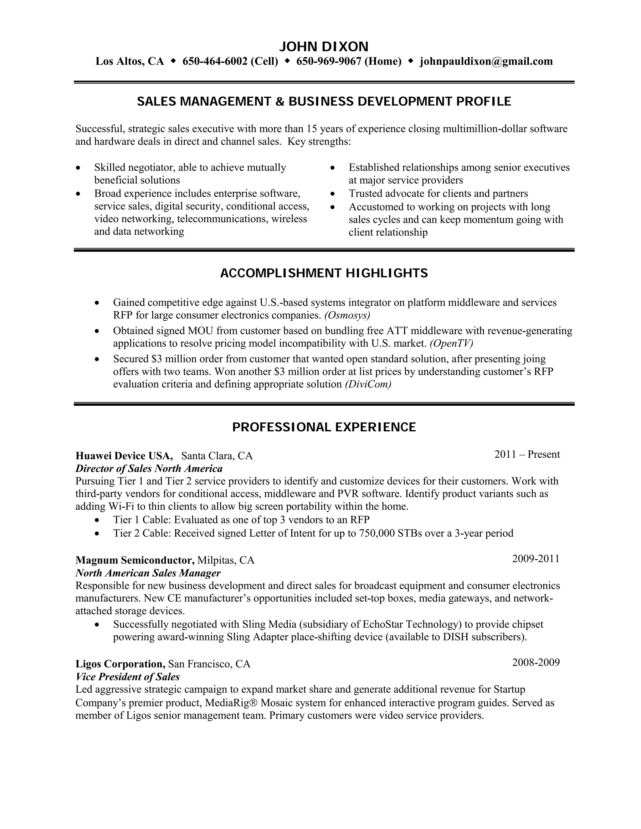 Dixon John Resume Oct 2012 | PDF