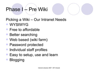 DIY Intranet Wiki | PPT | Computing | Technology & Computing