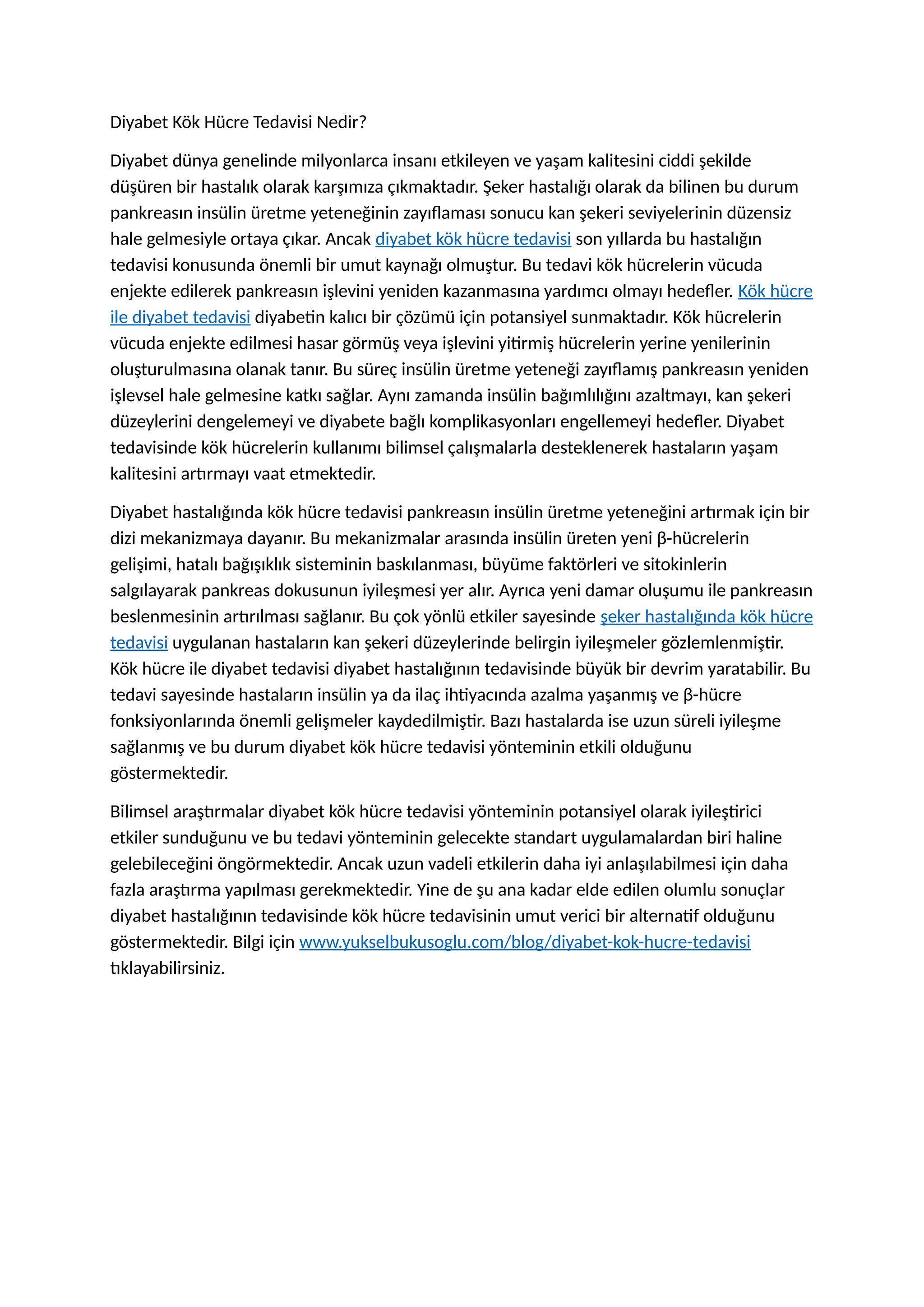 Diyabet Kök Hücre Tedavisi Nedir.2025 docx | DOCX