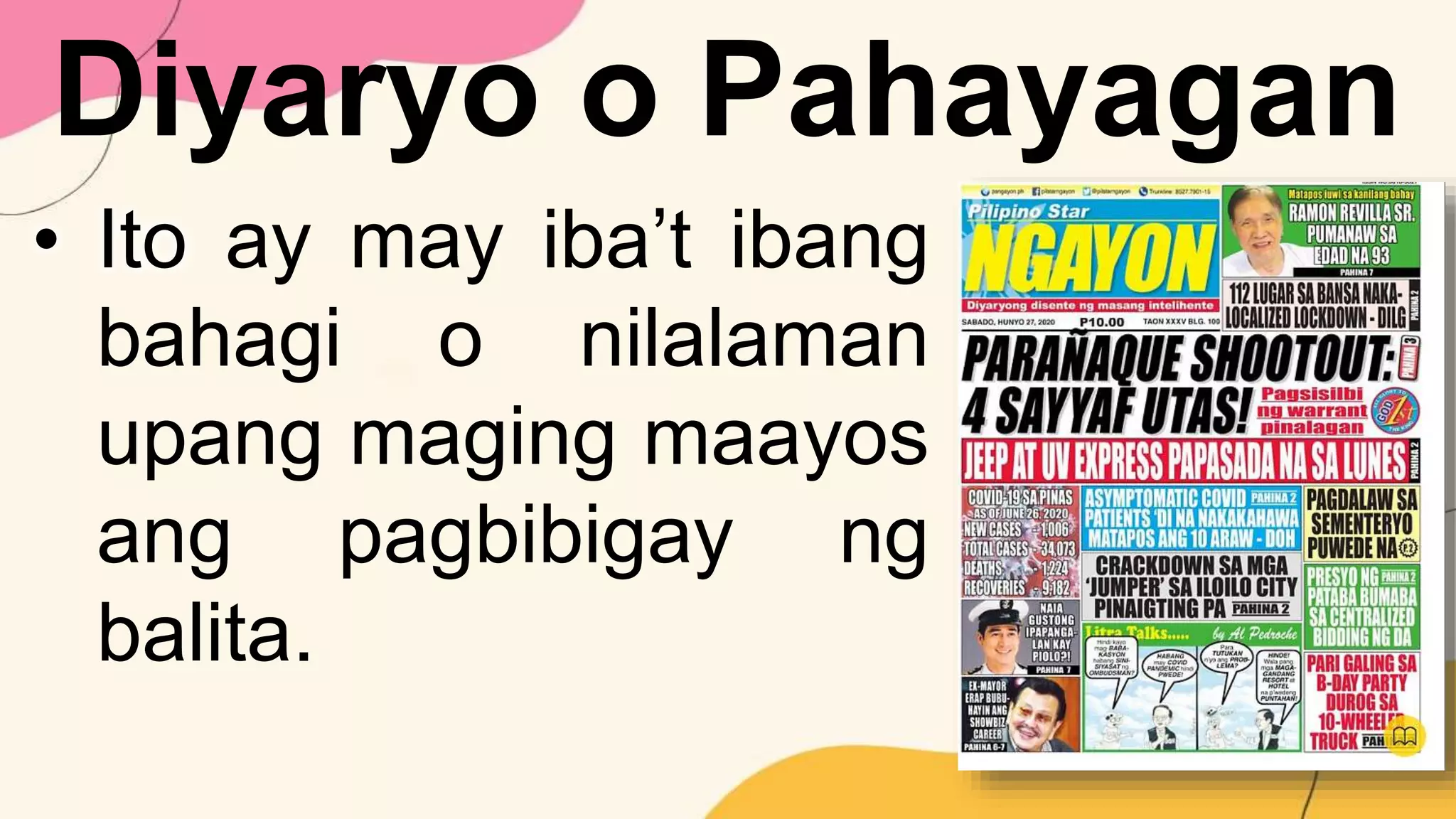 Diyaryo o Pahayagan | PPTX