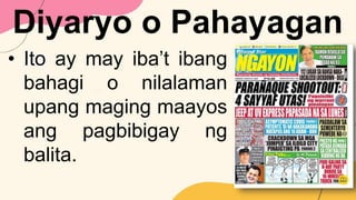 Diyaryo o Pahayagan | PPTX