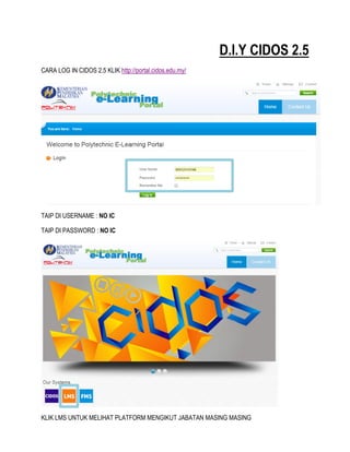 DIY CIDOS 2.5 PART 1 : CREATE COURSE PLATFORM | PDF