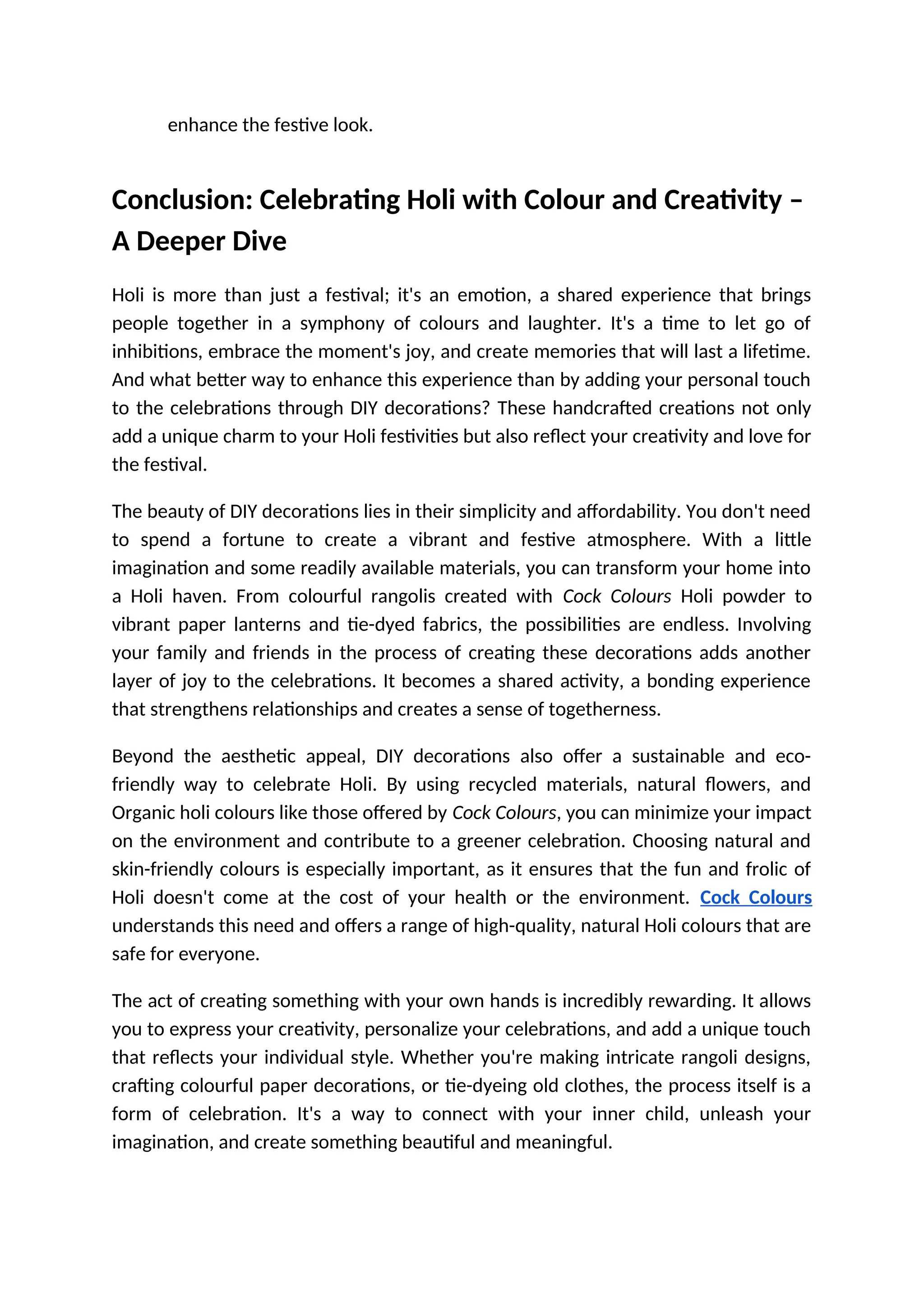 DIY Holi Decorations: Creative and Budget-Friendly Ideas | DOCX