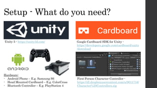DIY Mobile VR with Unity 3d & Cardboard SDK | PPT