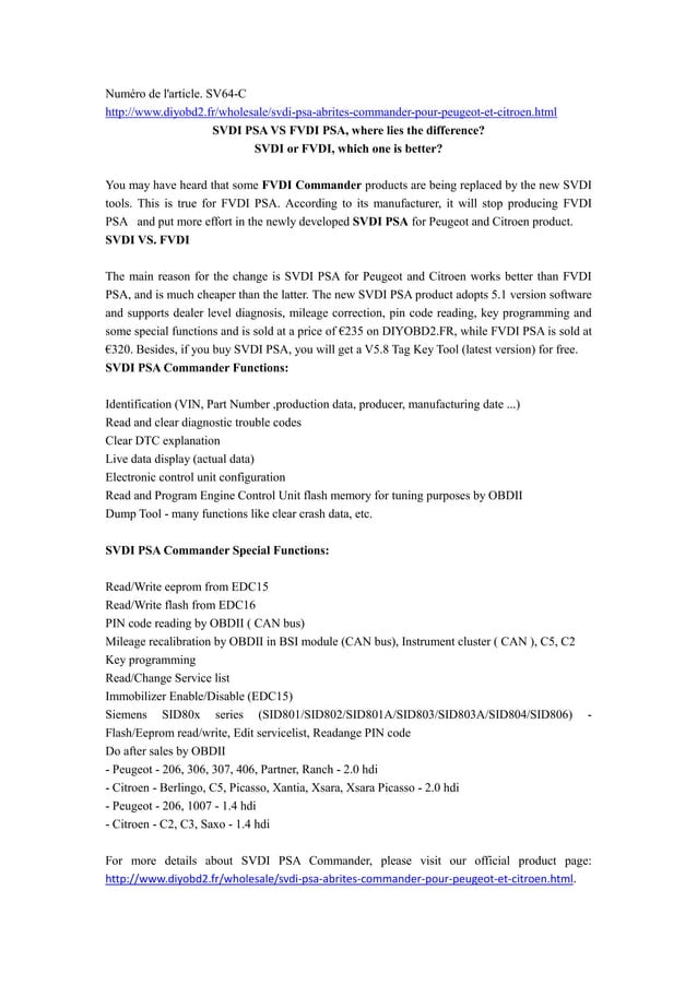 Diyobd2 svdi psa vs fvdi psa, where lies the difference | DOCX