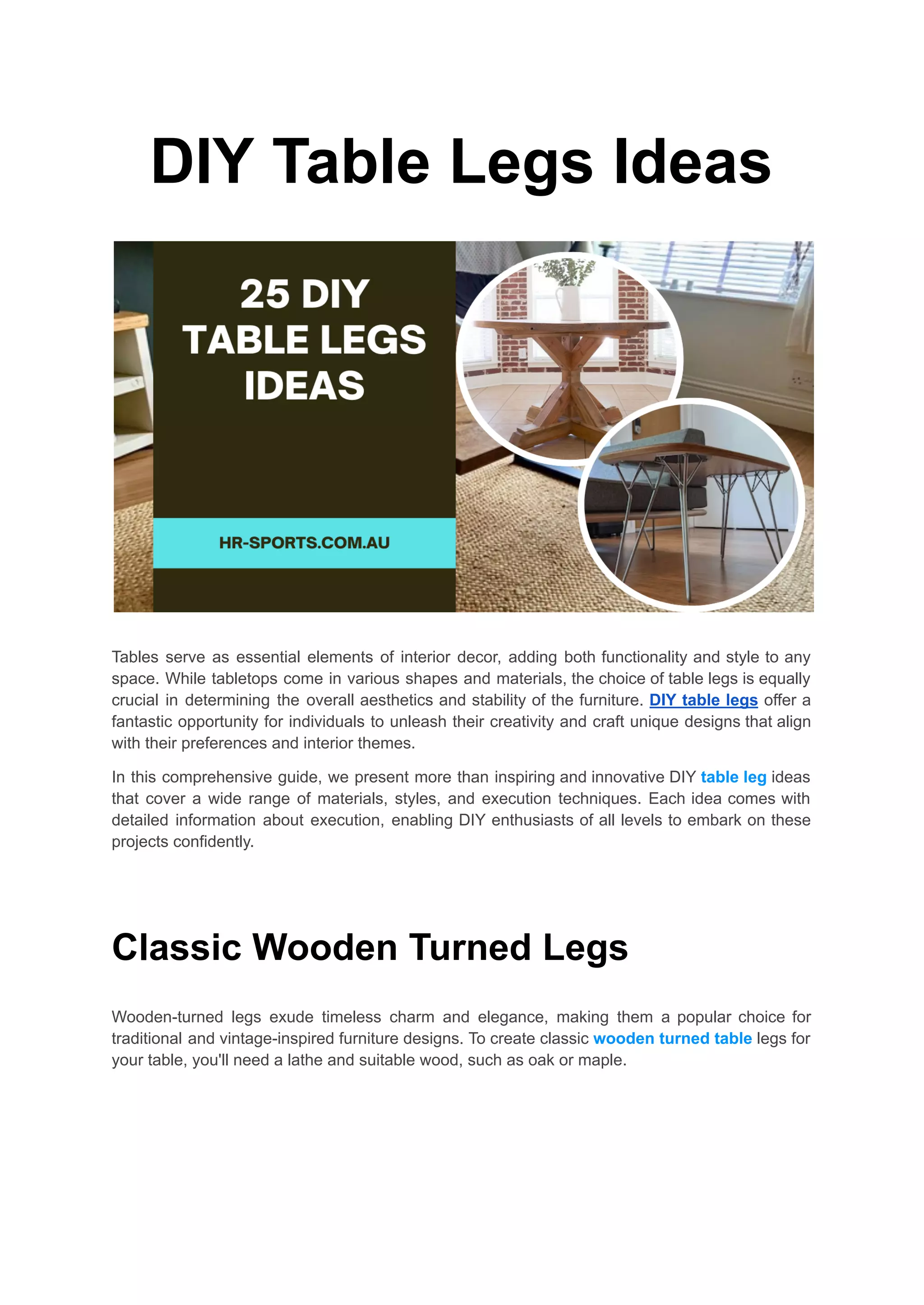 25 DIY Table Legs Ideas - HR Sports | PDF