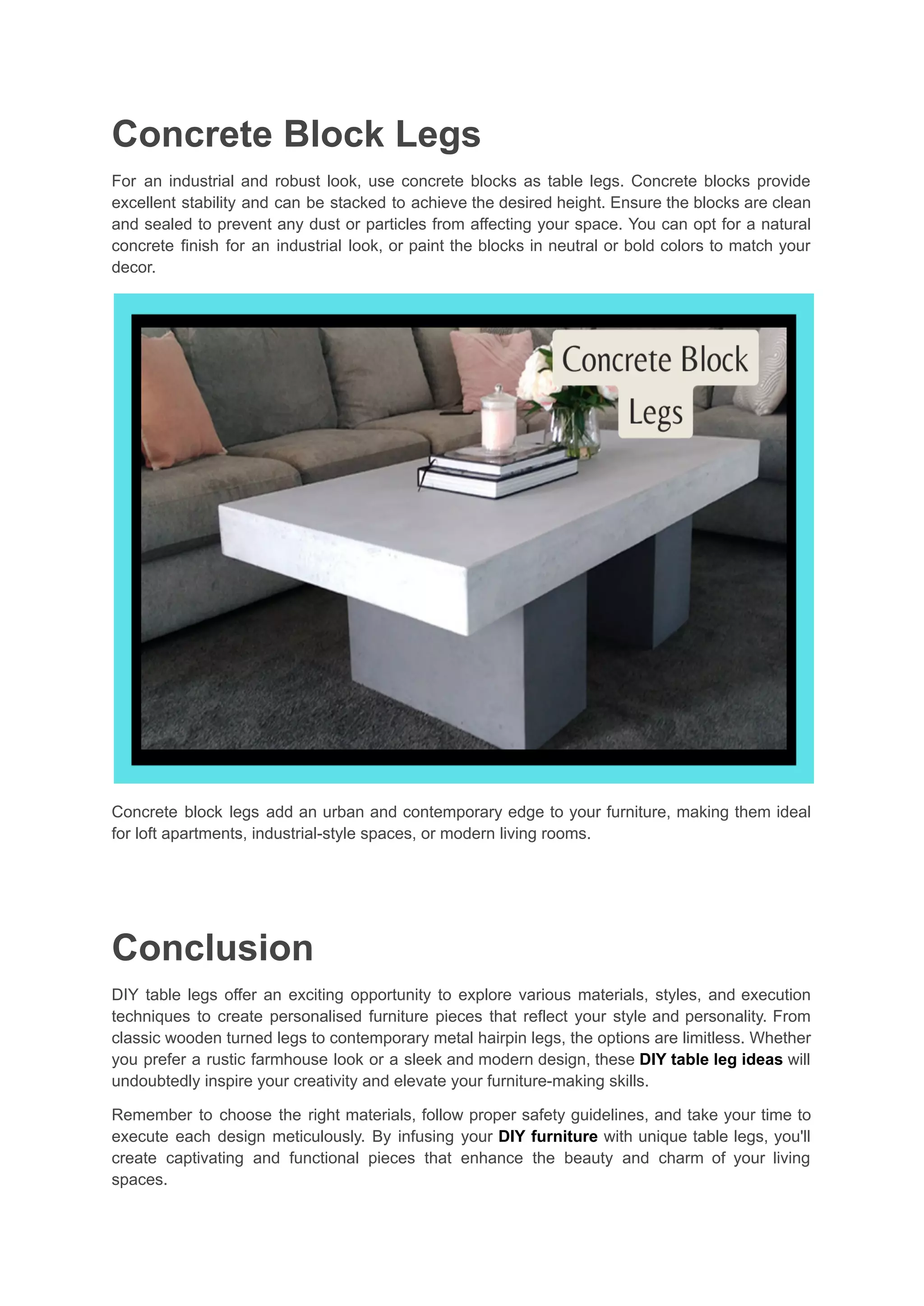 25 DIY Table Legs Ideas - HR Sports | PDF