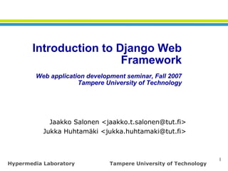 introduction to Django and its application | PPT