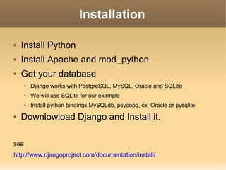 Django Introduction Osscamp Delhi September 08 09 2007 Mir Nazim | PPT