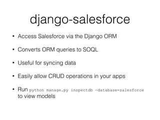 django-salesforce Ploneconf 2016 | PDF