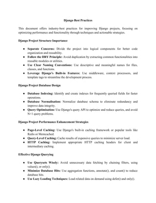 Django: Best Practices for Optimized Development and Deployment | PDF