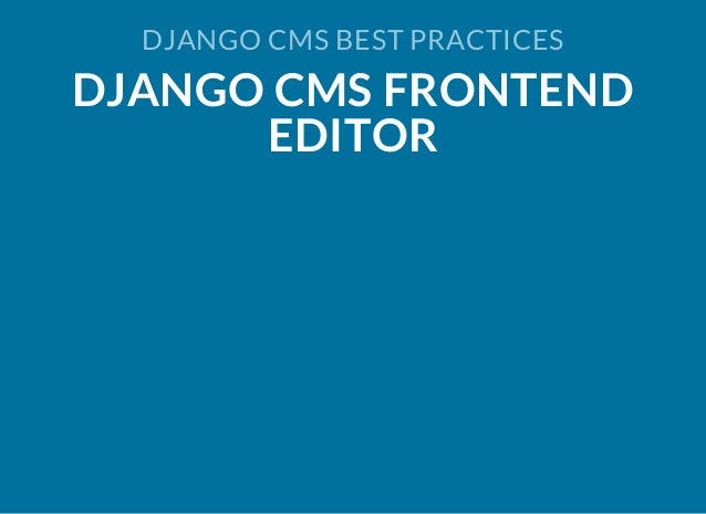 Django cms best practices