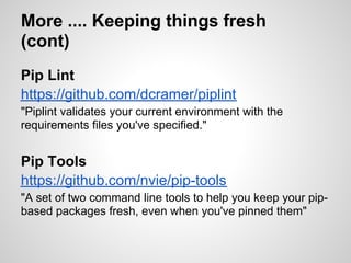 Django district pip, virtualenv, virtualenv wrapper & more | PPT
