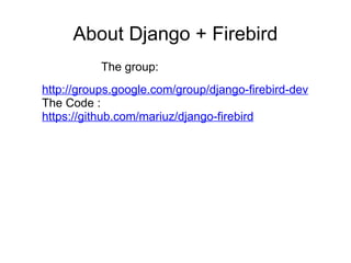 Django firebird project | PPT