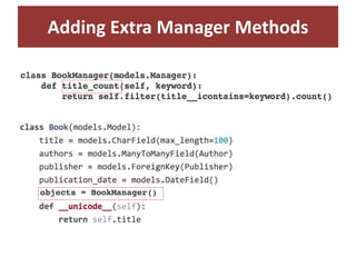 Django: Advanced Models | PPTX | Databases | Computer Software and Applications