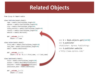 Django: Advanced Models | PPTX | Databases | Computer Software and Applications