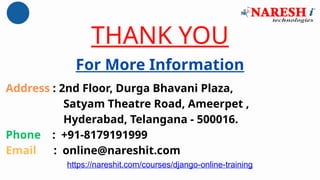 Django with REST API Online Training - NareshIT | PPTX | Web Development | Internet