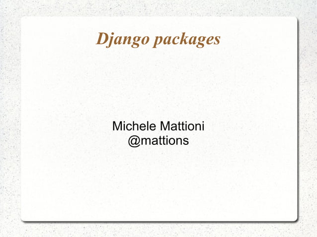 Django packages list | PPT