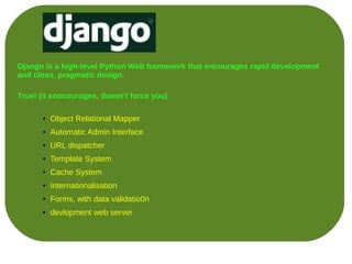 Django High-Level Python Web Framework Encourages Rapid Development | PPT
