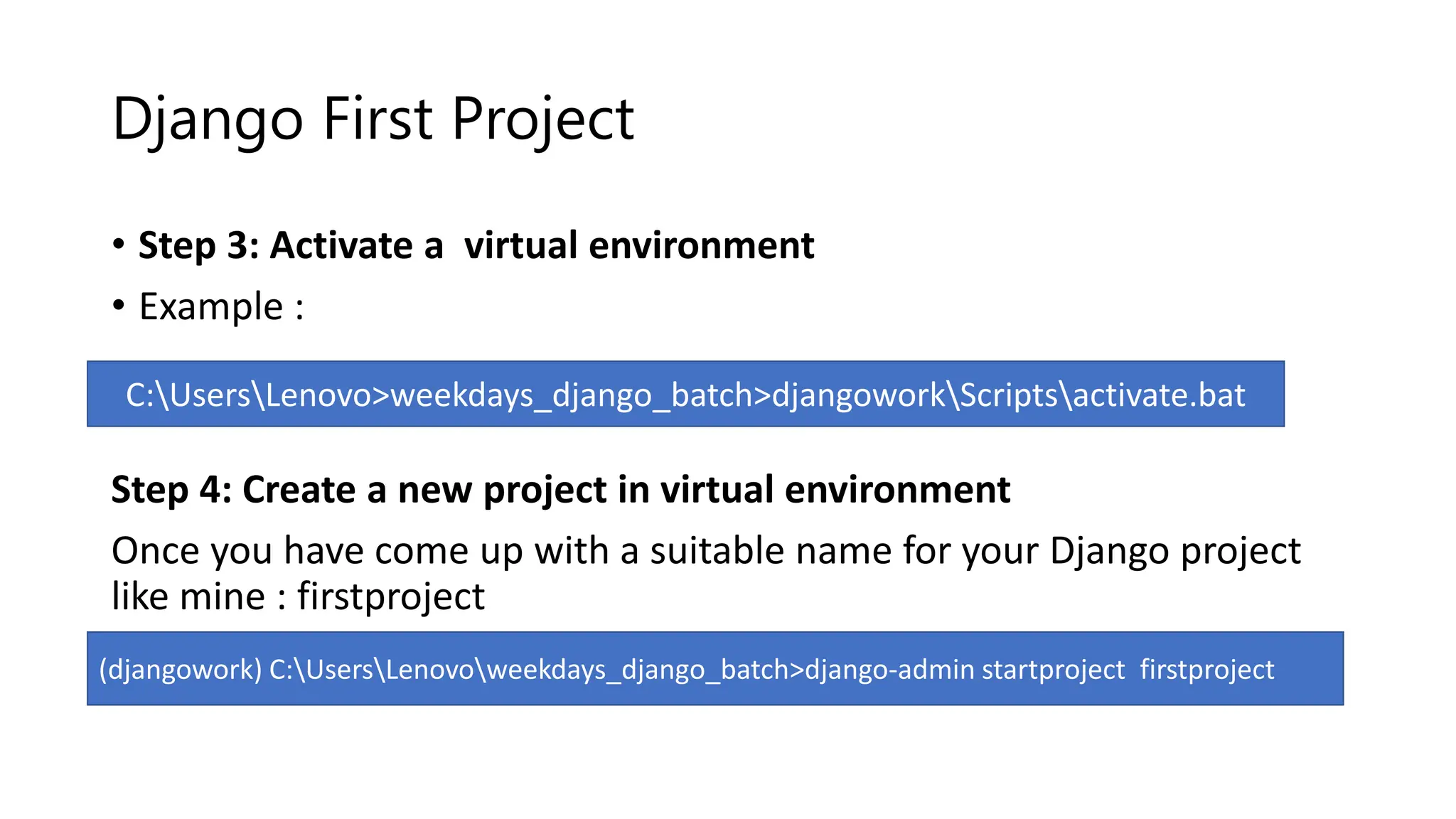 How to create a django project procedure | PPT