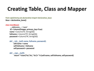 Django - sql alchemy - jquery | PPT