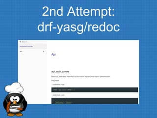 Documenting an API written in Django Rest Framework | PPTX | Web Development | Internet