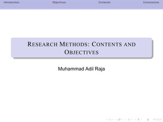 Research Methods: Objectives and Contents | PPT
