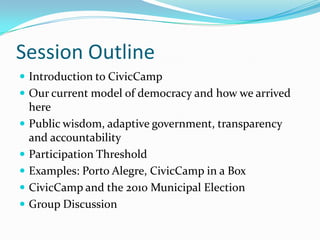 CivicCamp and the Current State of Democarcy | PPTX