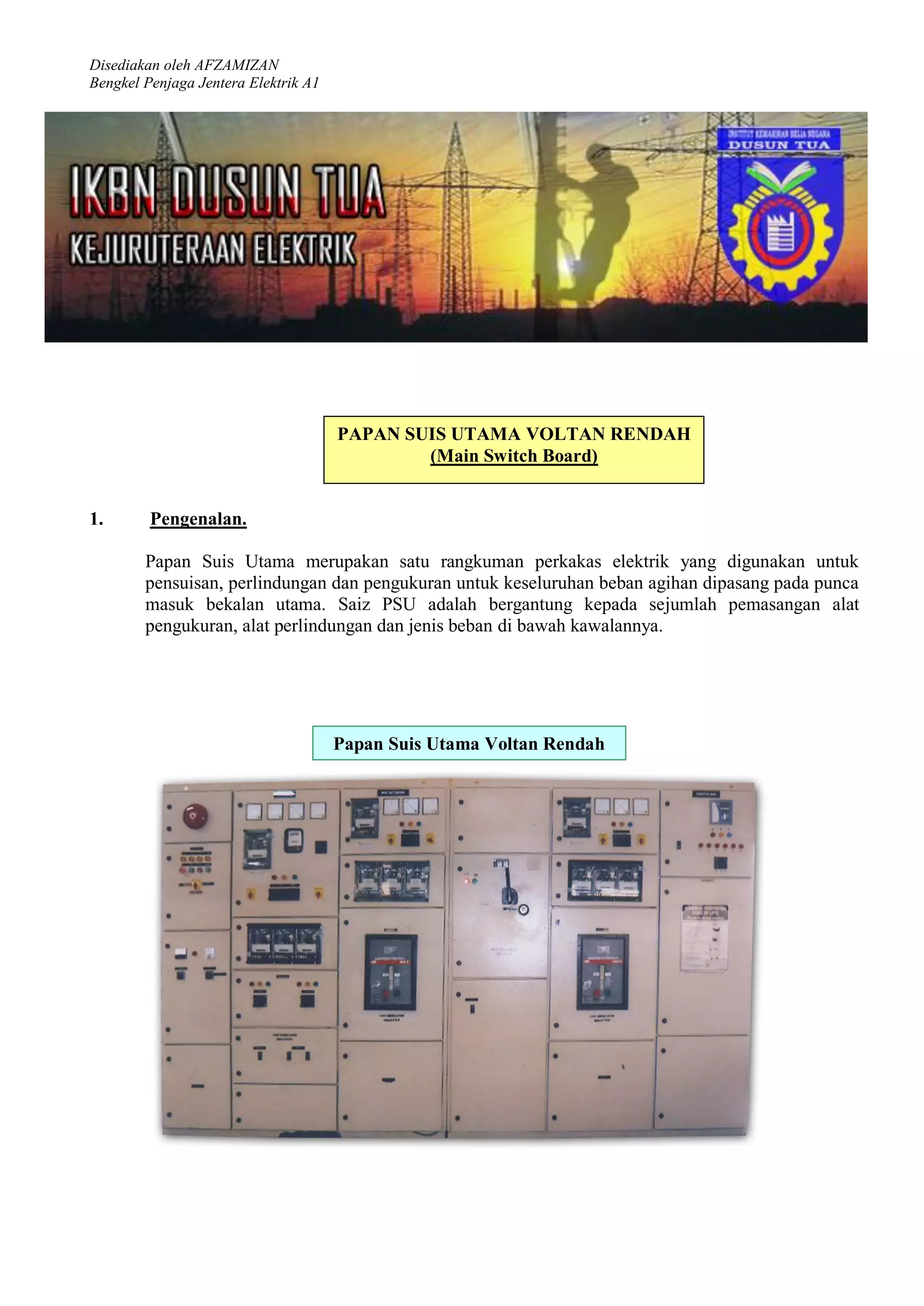 Buku papan suis utama | PDF