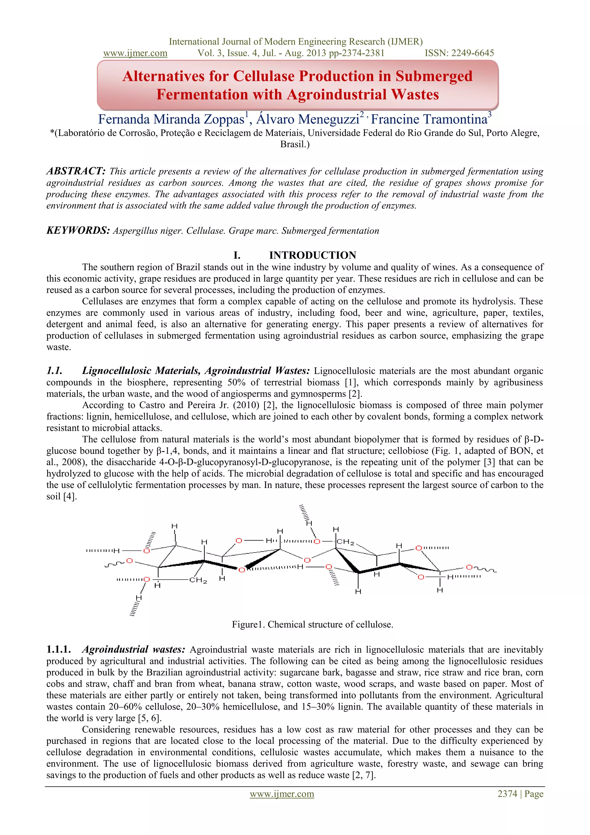 Alternatives for Cellulase Production in Submerged Fermentation with ...