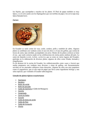 Comida típica ecuatoriana | DOCX