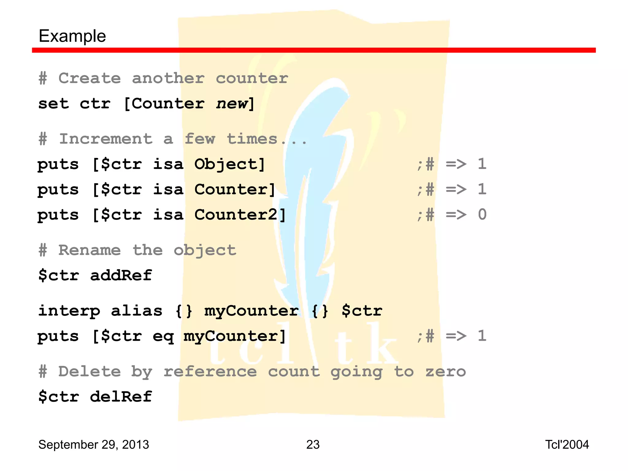 Making an Object System with Tcl 8.5 | PPS