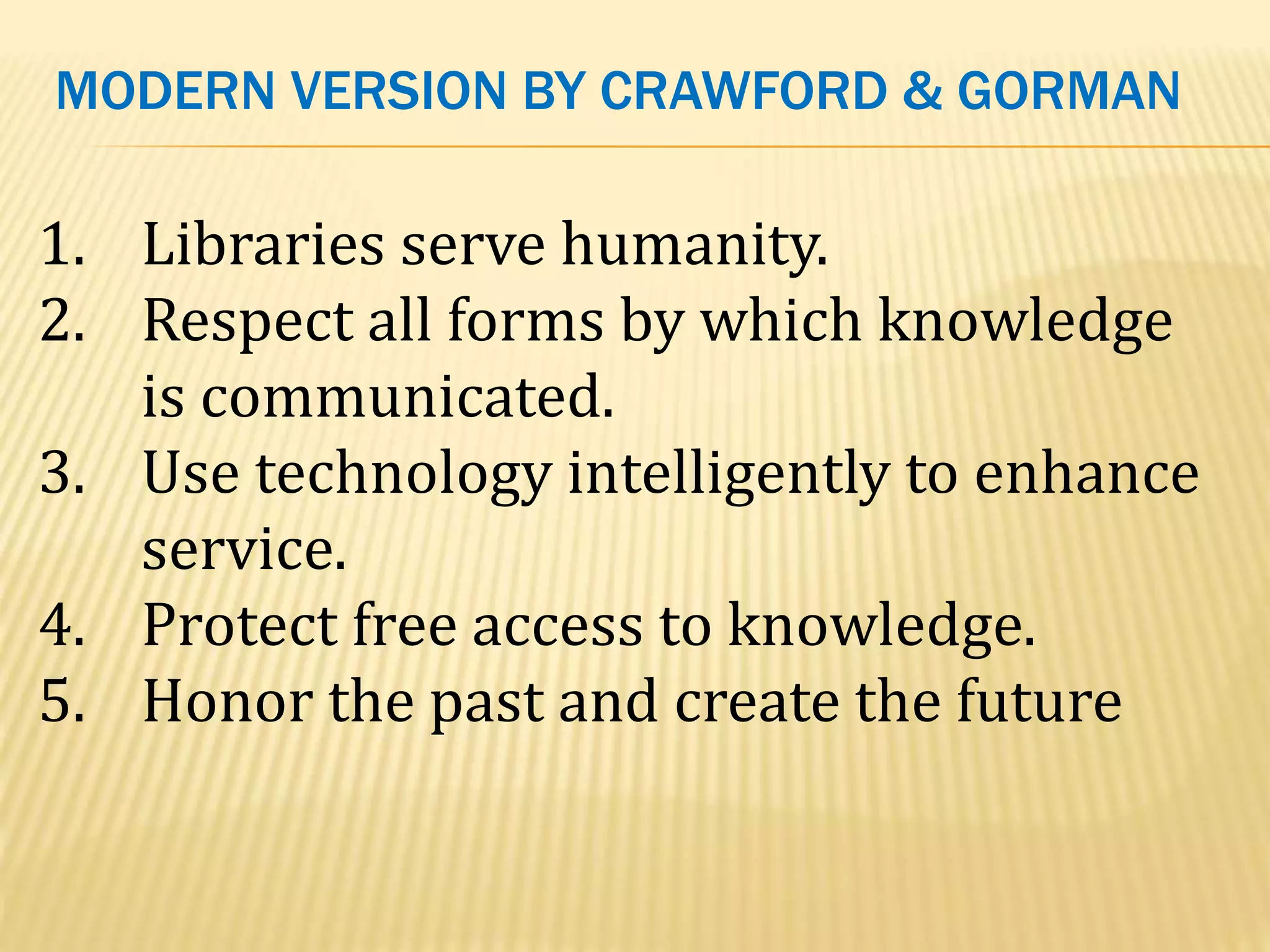 Five Laws of Library Science | PPTX