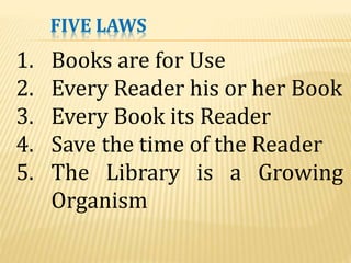 Five Laws of Library Science | PPTX