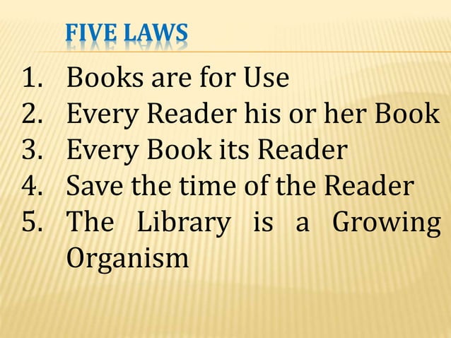 Five Laws of Library Science | PPTX